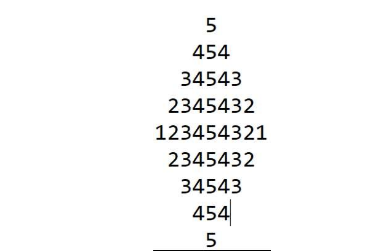 Solved 1 212 32123 4321234 543212345 4321234 32123 212 1 5 | Chegg.com
