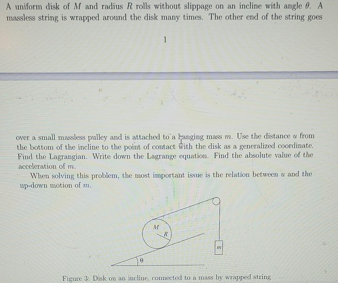 Solved A uniform disk of M and radius R rolls without | Chegg.com