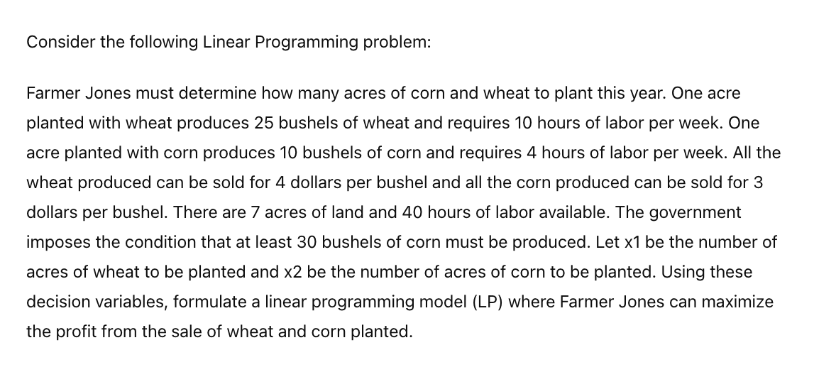 Solved Consider the following Linear Programming | Chegg.com