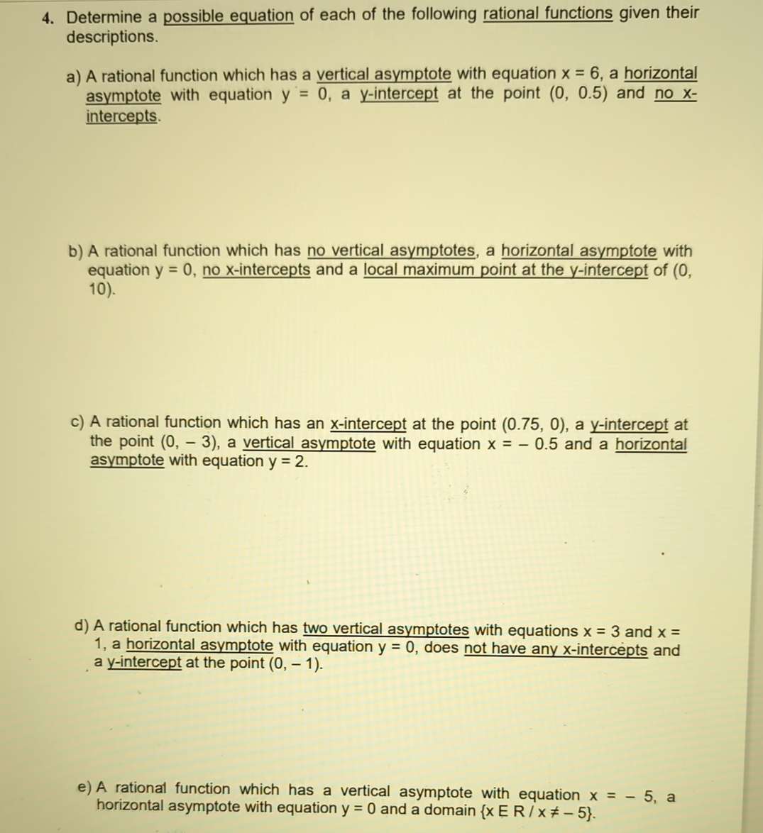 Solved Determine a possible equation of each of the | Chegg.com