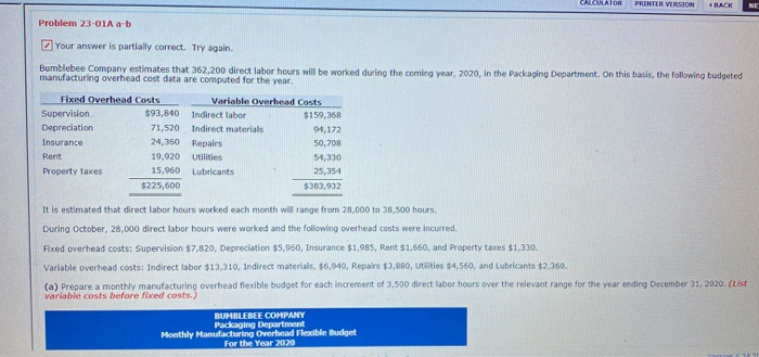 Solved CALCULATOR PRINTER VERSION HACK NE Problem 23-01Aab | Chegg.com