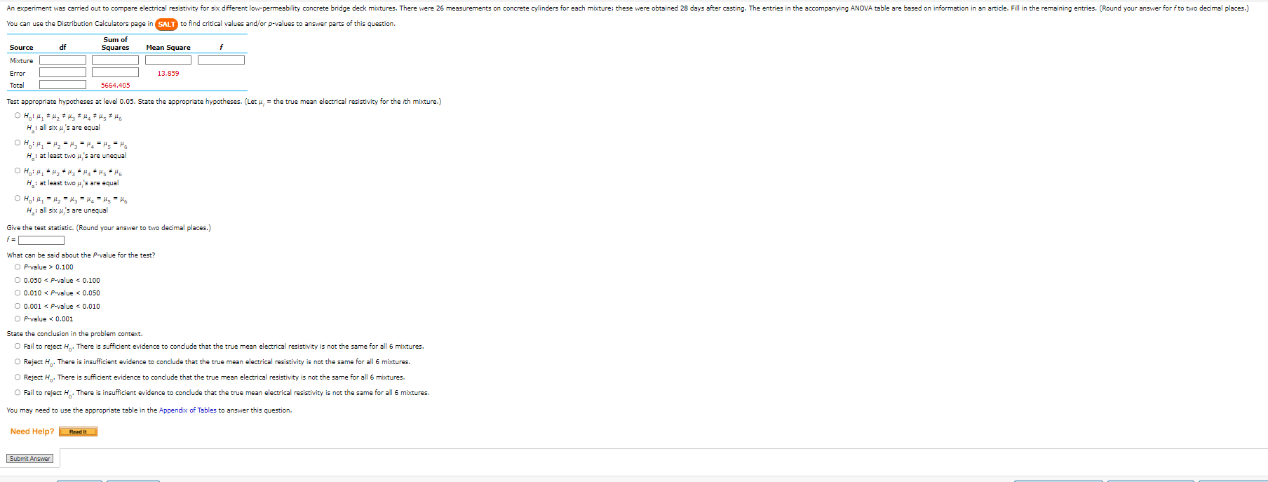 Solved You can use the Distribution Calculators page in SALT | Chegg.com