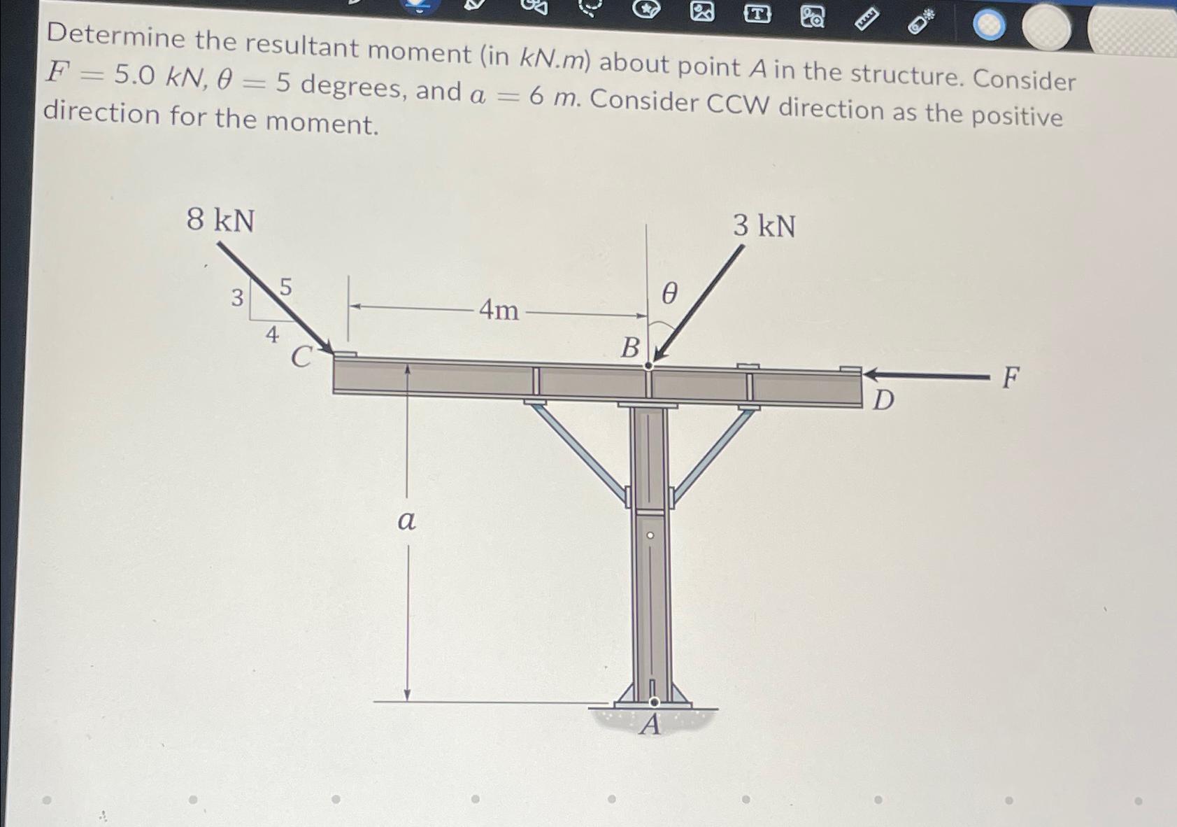 Solved Determine the resultant moment (in kN.m ) ﻿about | Chegg.com