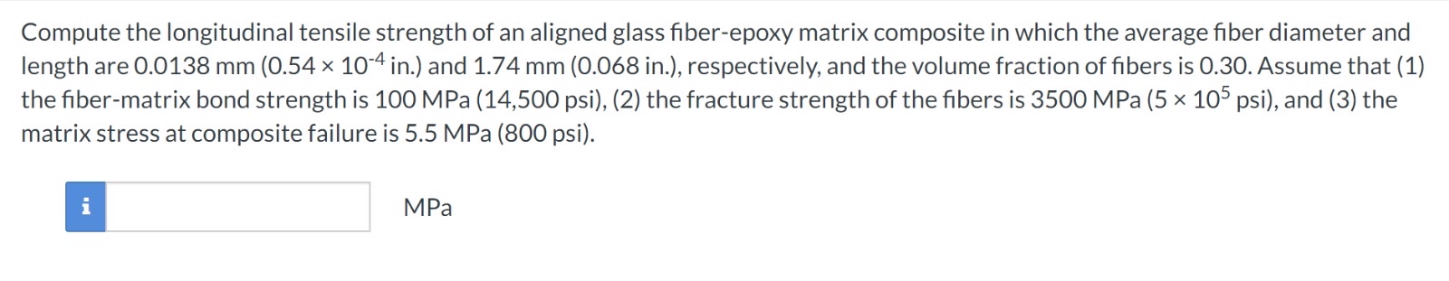 Solved Compute the longitudinal tensile strength of an | Chegg.com