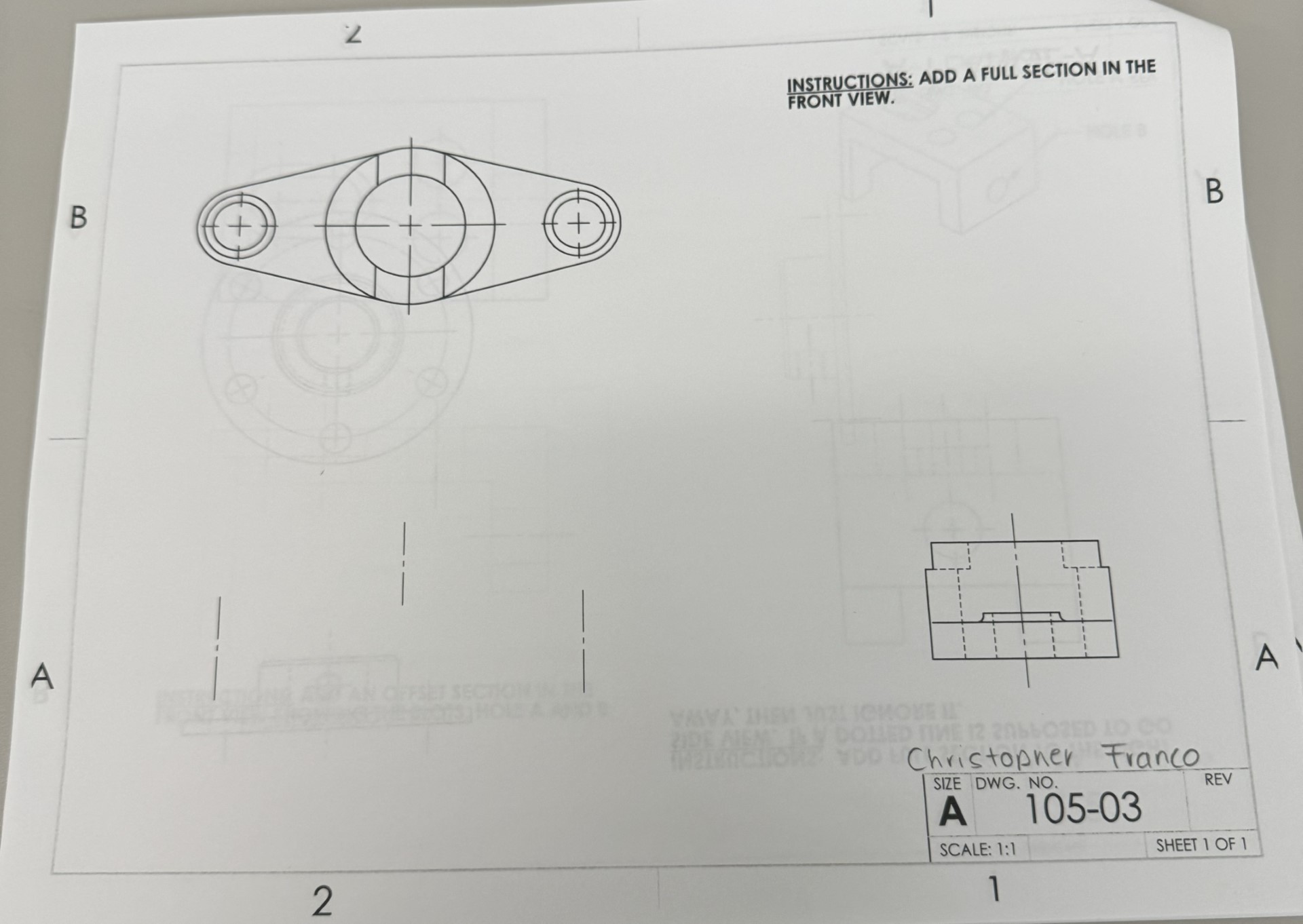 Solved INSTRUCTIONS: ADD A FULL SECTION IN THEFRONT VIEW. | Chegg.com