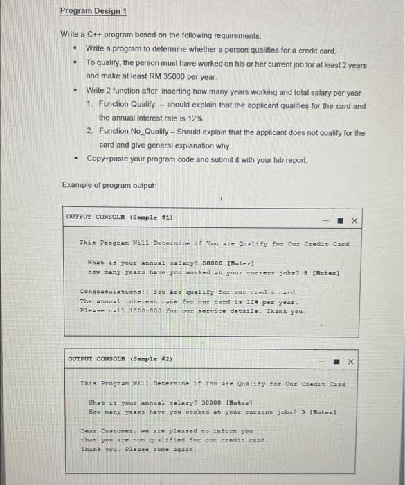 Solved Program Design 1 . . Write a C++ program based on the | Chegg.com