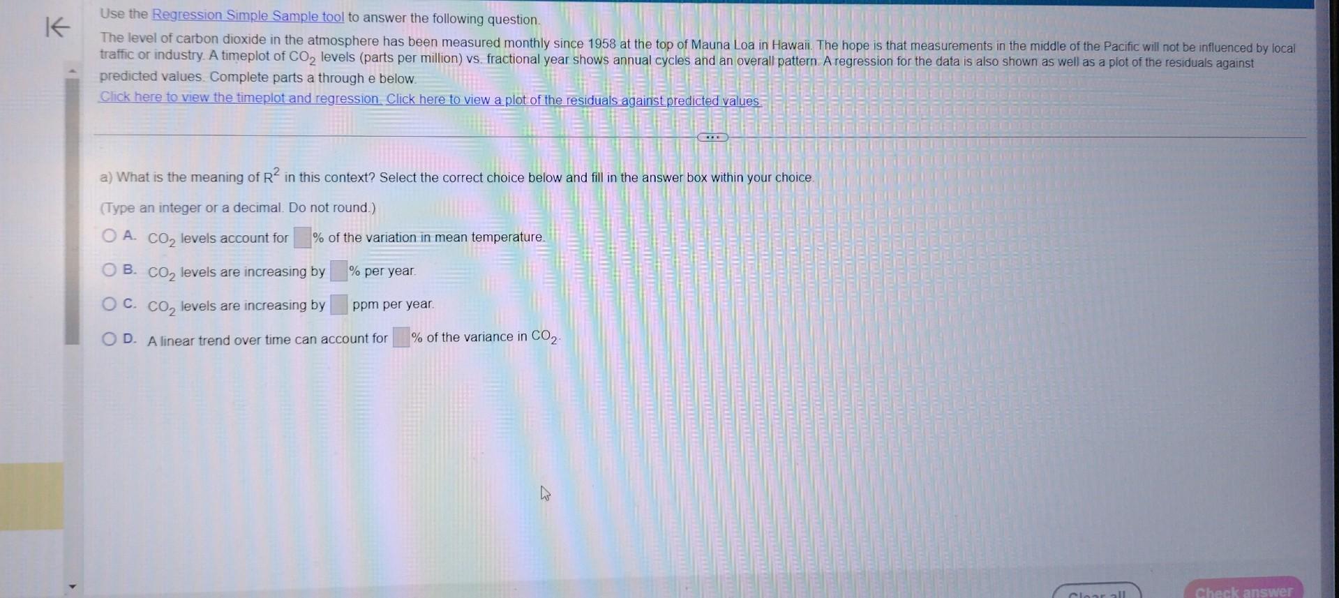 Solved Use the Regression Simple Sample tool to answer the | Chegg.com