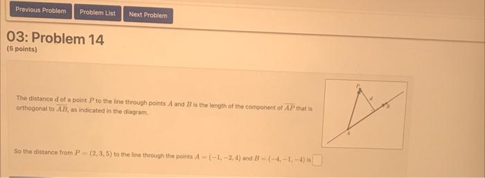 Solved The distance d of a point P to the line through | Chegg.com