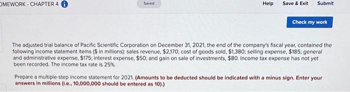 Solved OMEWORK - CHAPTER 4 0 Saved Help Save & Exit Submit | Chegg.com