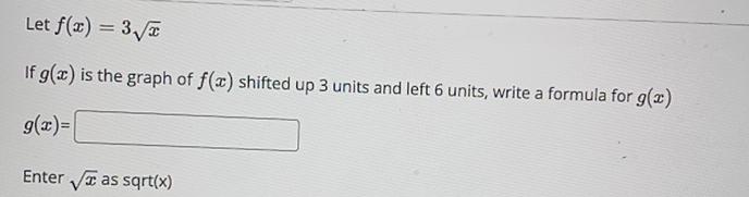 Solved Let f(x)=3x2If g(x) ﻿is the graph of f(x) ﻿shifted up | Chegg.com