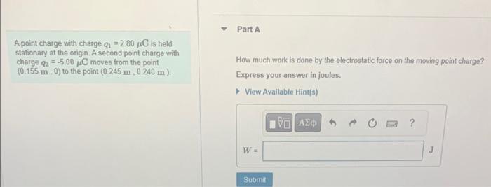 Solved Apoint charge with charge q1=2.80μC is held | Chegg.com Solved Apoint charge with charge q1=2.80μC is held | Chegg.com