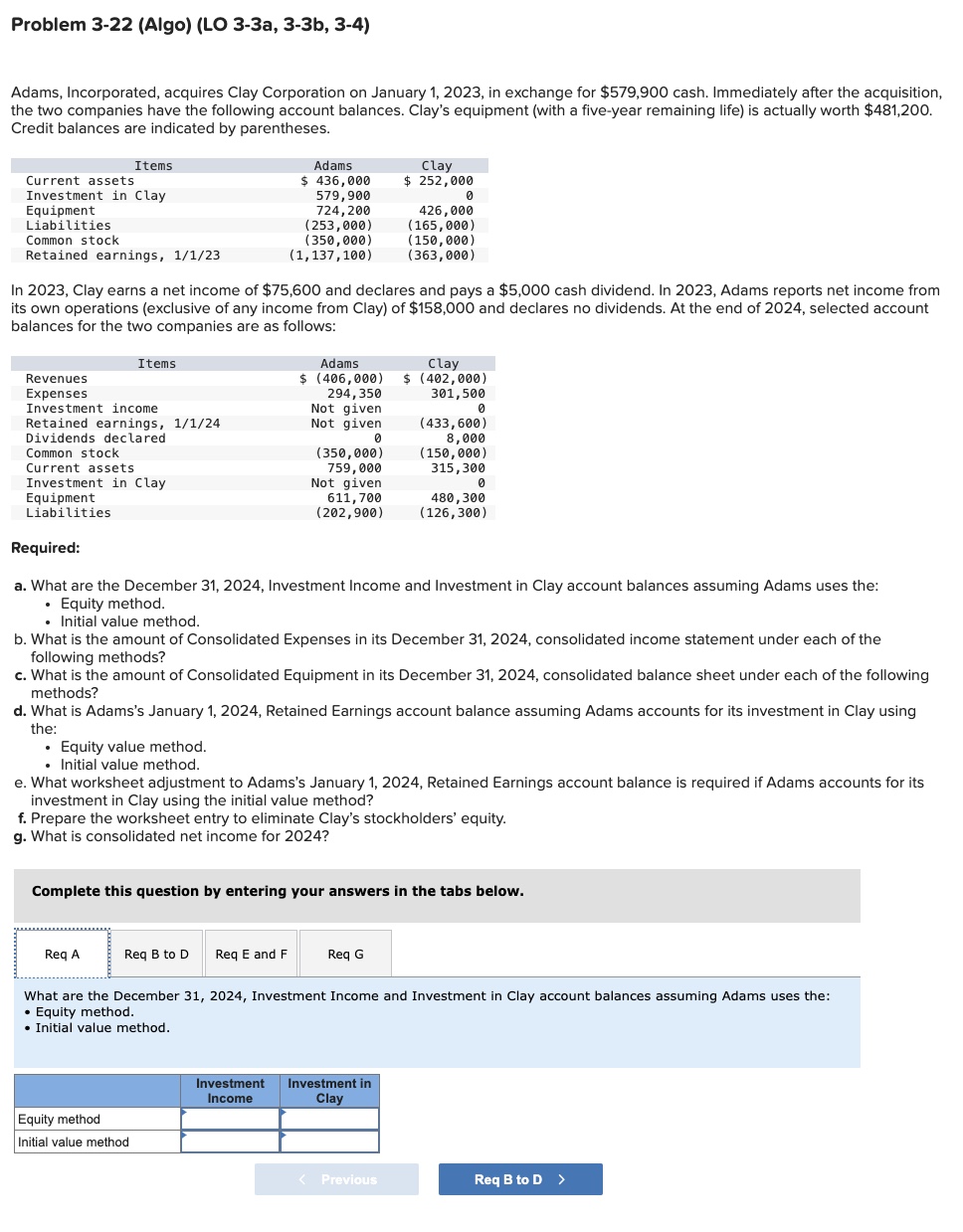 Solved Problem 3-22 (Algo) (LO 3-3a, 3-3b, 3-4)Adams, | Chegg.com