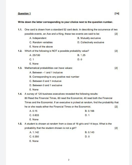 Solved Question 1 [14 21 Write down the letter corresponding | Chegg.com