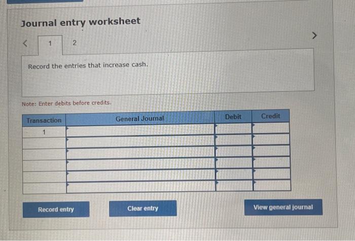 Journal entry worksheet Note: Enter debits | Chegg.com