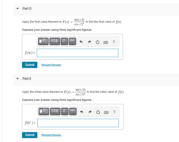 Solved Part DApply the final-value theorem to | Chegg.com