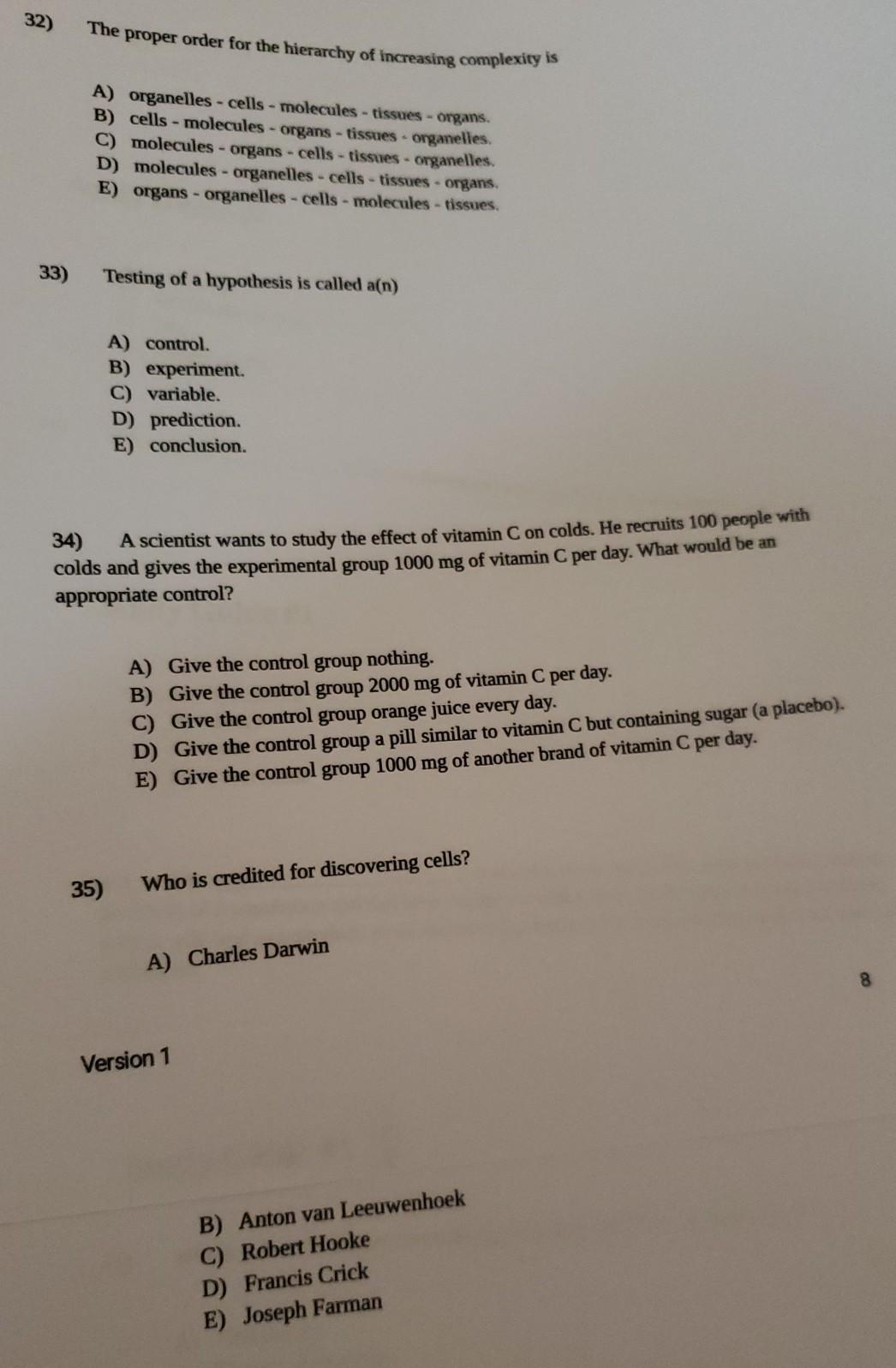 Solved 32) The proper order for the hierarchy of increasing | Chegg.com