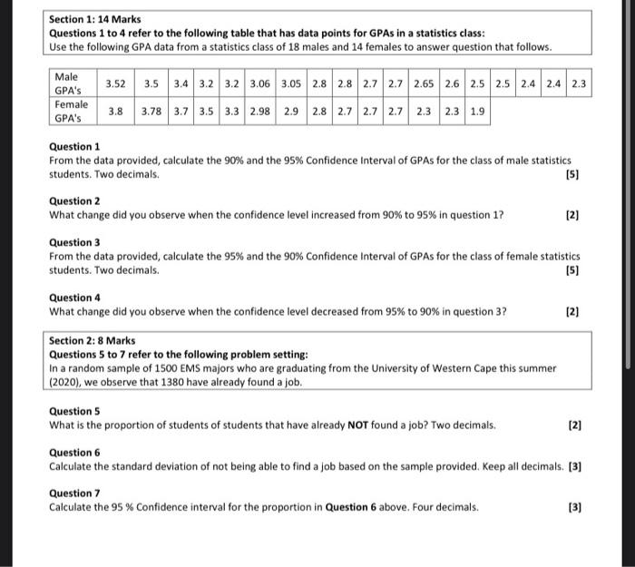 Solved Section 1 14 Marks Questions 1 To 4 Refer To The