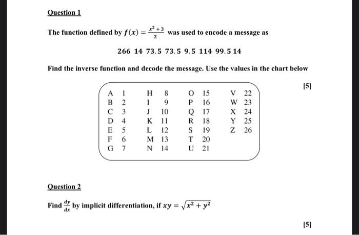 Solved The function defined by f(x)=2x2+3 was used to encode | Chegg.com