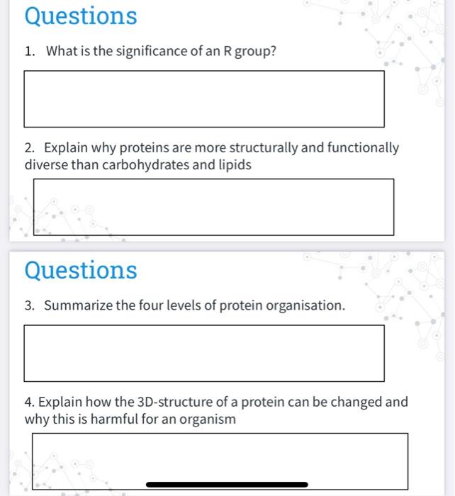 Solved Questions 1. What is the significance of an R group? | Chegg.com