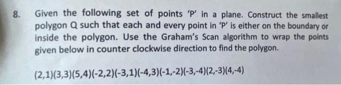 Solved 8. Given the following set of points ' P ' in a | Chegg.com