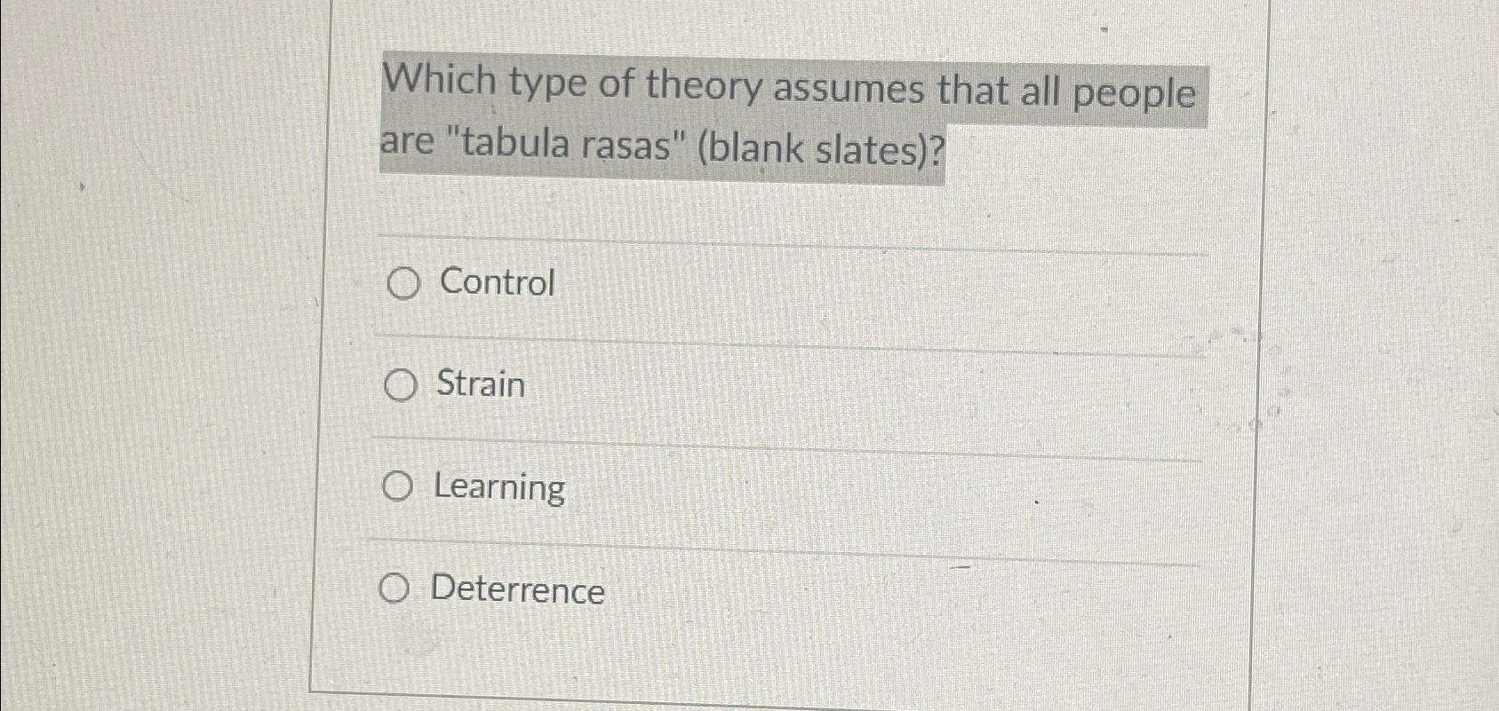 Solved Which type of theory assumes that all people are | Chegg.com