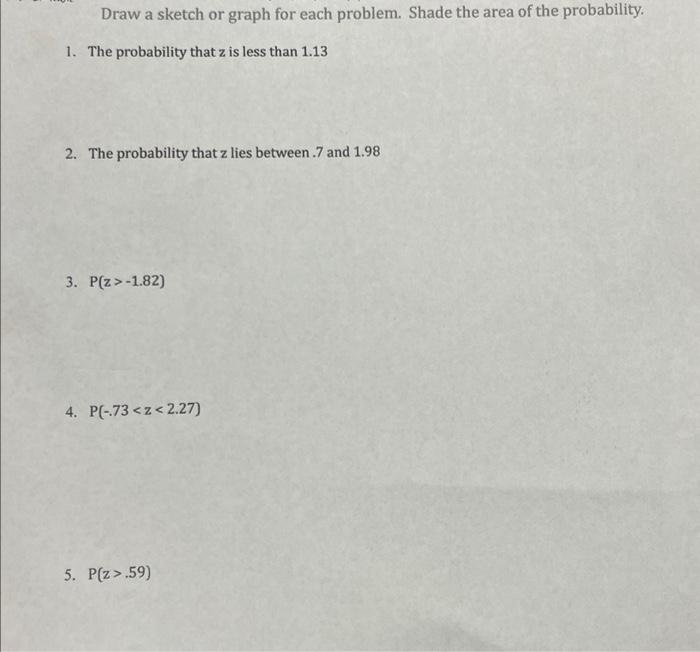 [Solved]: Draw a sketch or graph for each problem. Shade th