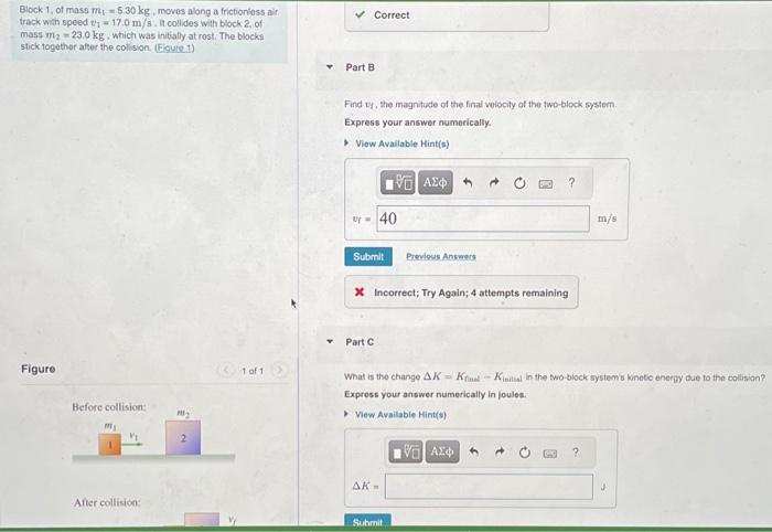 Solved Block 1, of mass m1=5.30 kg, moves along a | Chegg.com