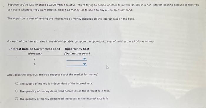 Solved Suppose you've just inherited $5,000 from a relative, | Chegg.com