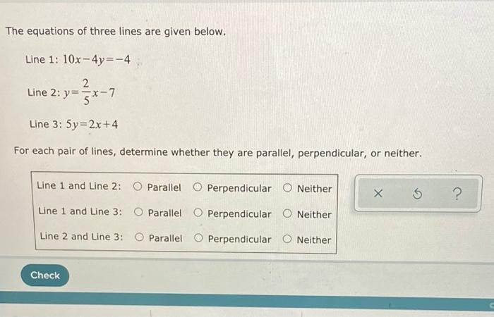 Solved The equations of three lines are given below. Line 1: | Chegg.com