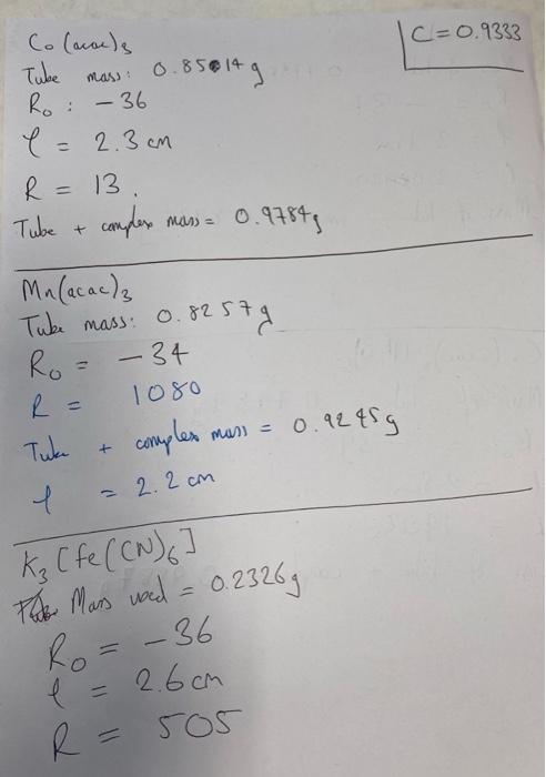 Solved 5. Using the gram magnetic susceptibility (Xg) values | Chegg.com