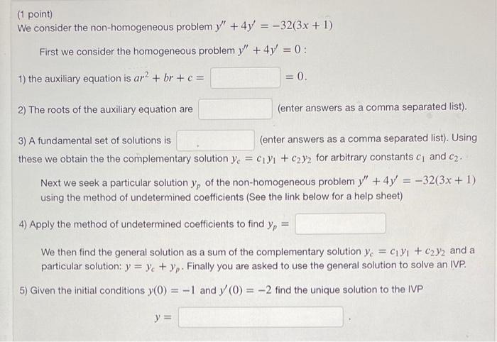 Solved We consider the non-homogeneous problem | Chegg.com