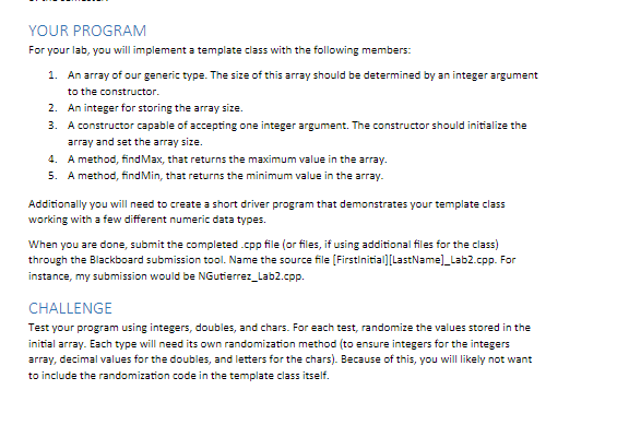 Solved (in python )YOUR PROGRAMFor your lab, you will | Chegg.com