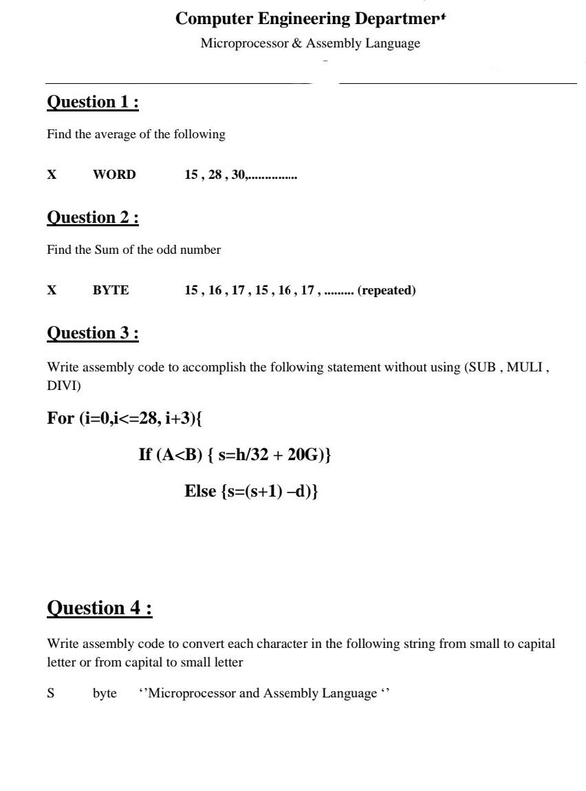 Solved Please Help Me The Subject Is Microprocessor And