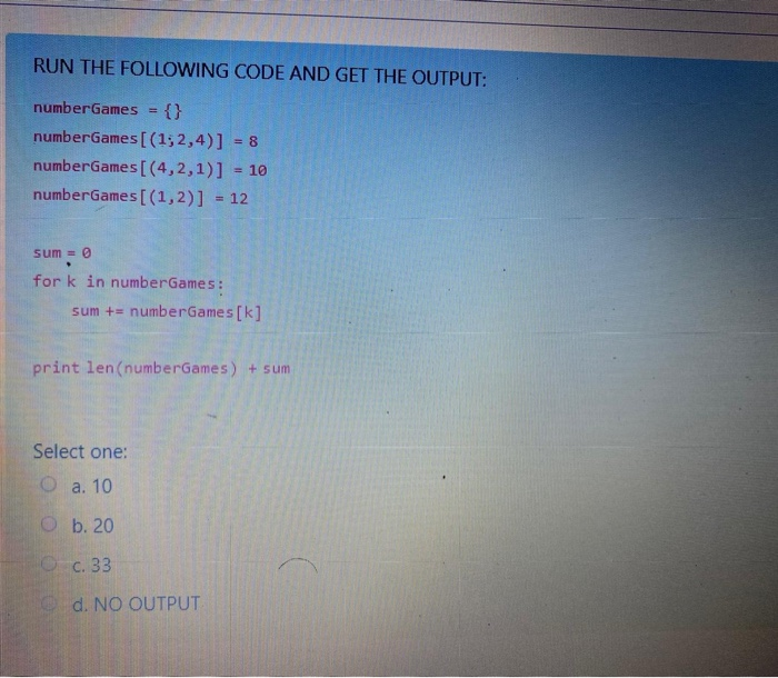 Solved RUN THE FOLLOWING CODE AND GET THE OUTPUT: | Chegg.com