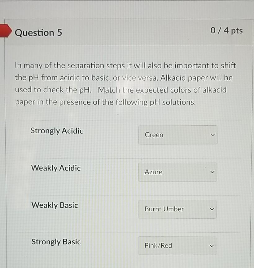 Solved Question 5 0 / 4 pts In many of the separation steps | Chegg.com