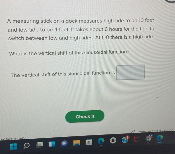 Solved A measuring stick on a dock measures high tide to be | Chegg.com