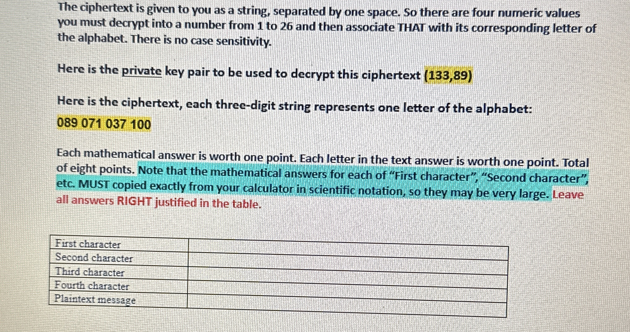 Solved The ciphertext is given to you as a string, separated | Chegg.com
