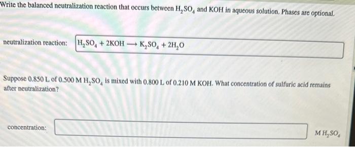 Solved Write the balanced neutralization reaction that | Chegg.com