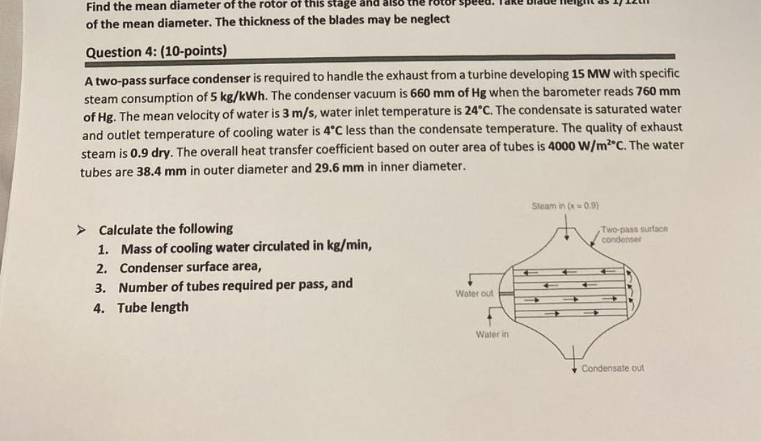 Solved of the mean diameter. The thickness of the blades may | Chegg.com