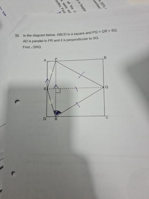 Solved 30. In the diagram below, ABCD is a square and | Chegg.com