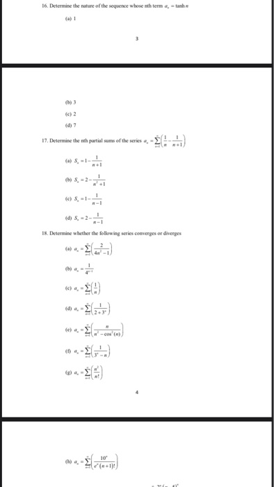 Solved 7. Determine the nature of the sequence whose nth | Chegg.com