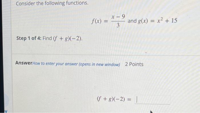Solved Consider the following functions. f(x)=3x−9 and | Chegg.com