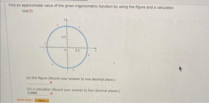 Solved Find an approximate value of the given trigonometric | Chegg.com