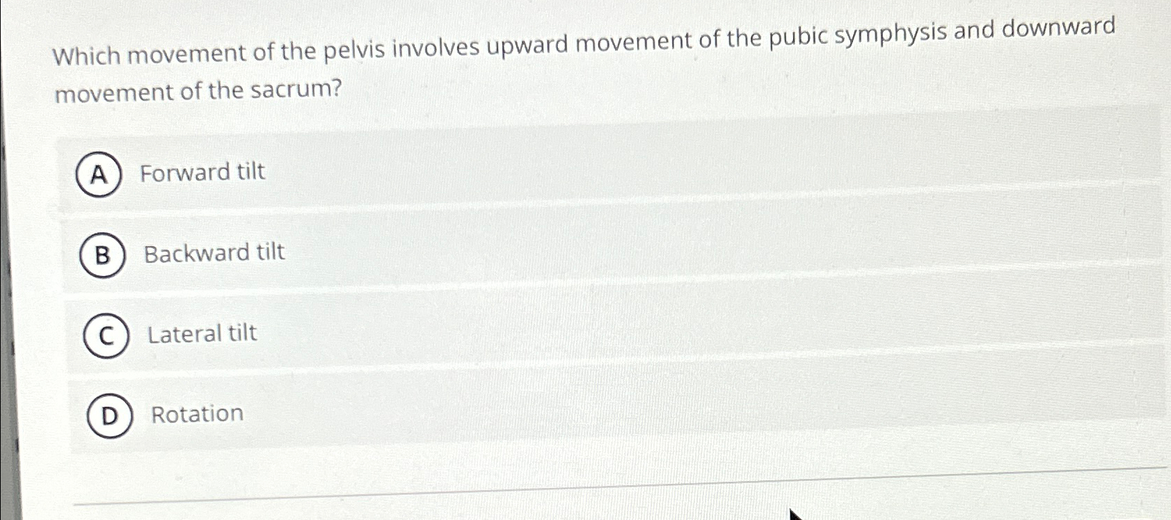 Solved Which movement of the pelvis involves upward movement | Chegg.com