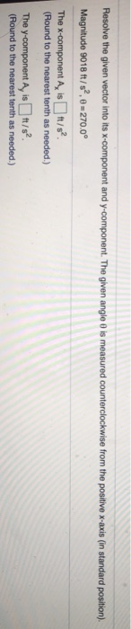 Solved Resolve the given vector into its x-component and | Chegg.com