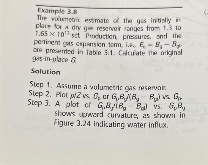 Example 3.8 The volumetric estimate of the gas | Chegg.com