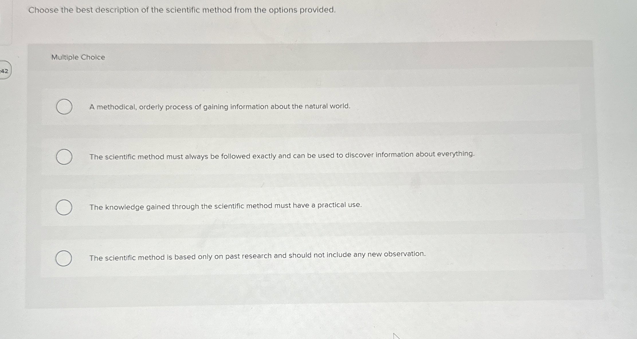 Solved Choose the best description of the scientific method | Chegg.com