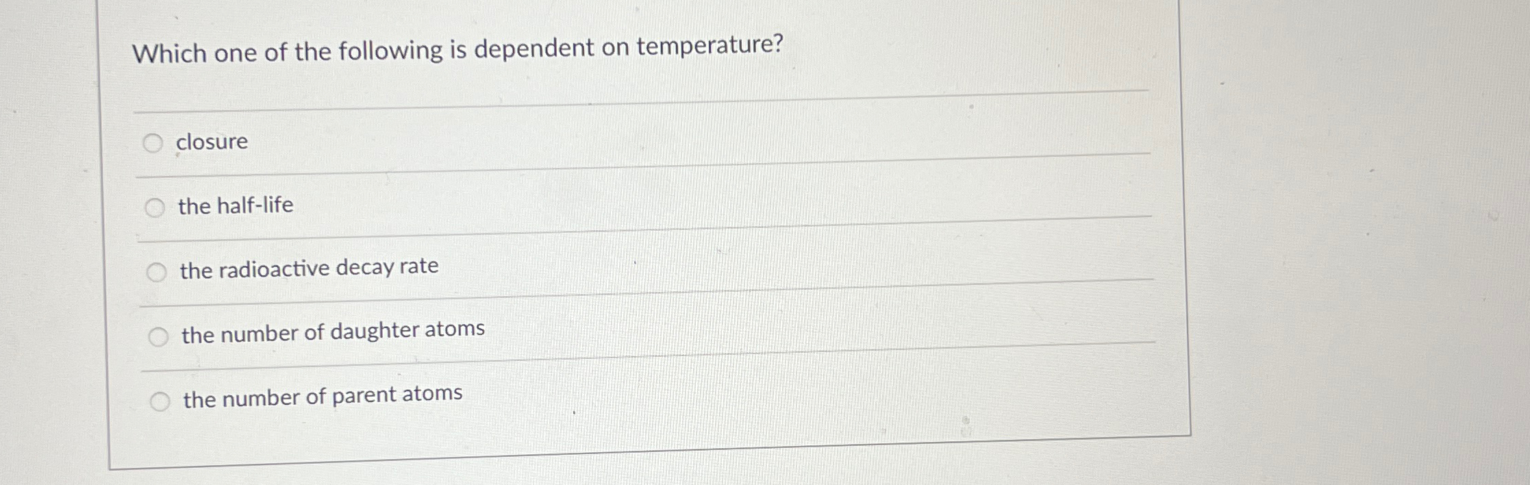 Solved Which one of the following is dependent on | Chegg.com