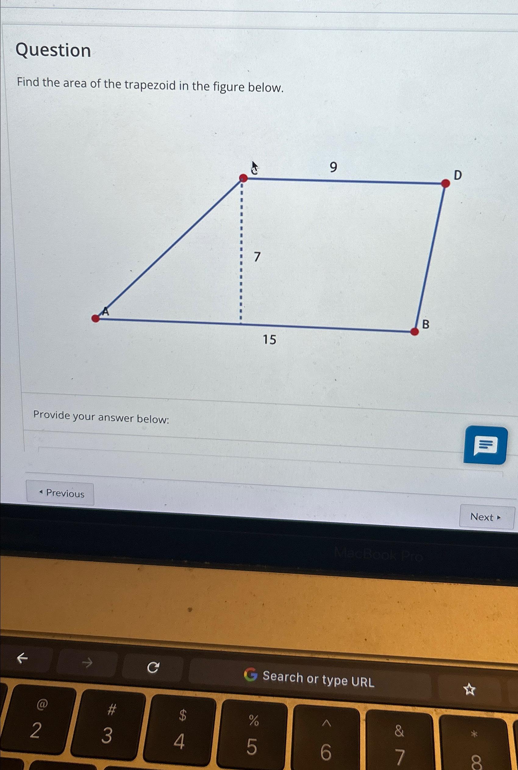 Solved QuestionFind the area of the trapezoid in the figure | Chegg.com