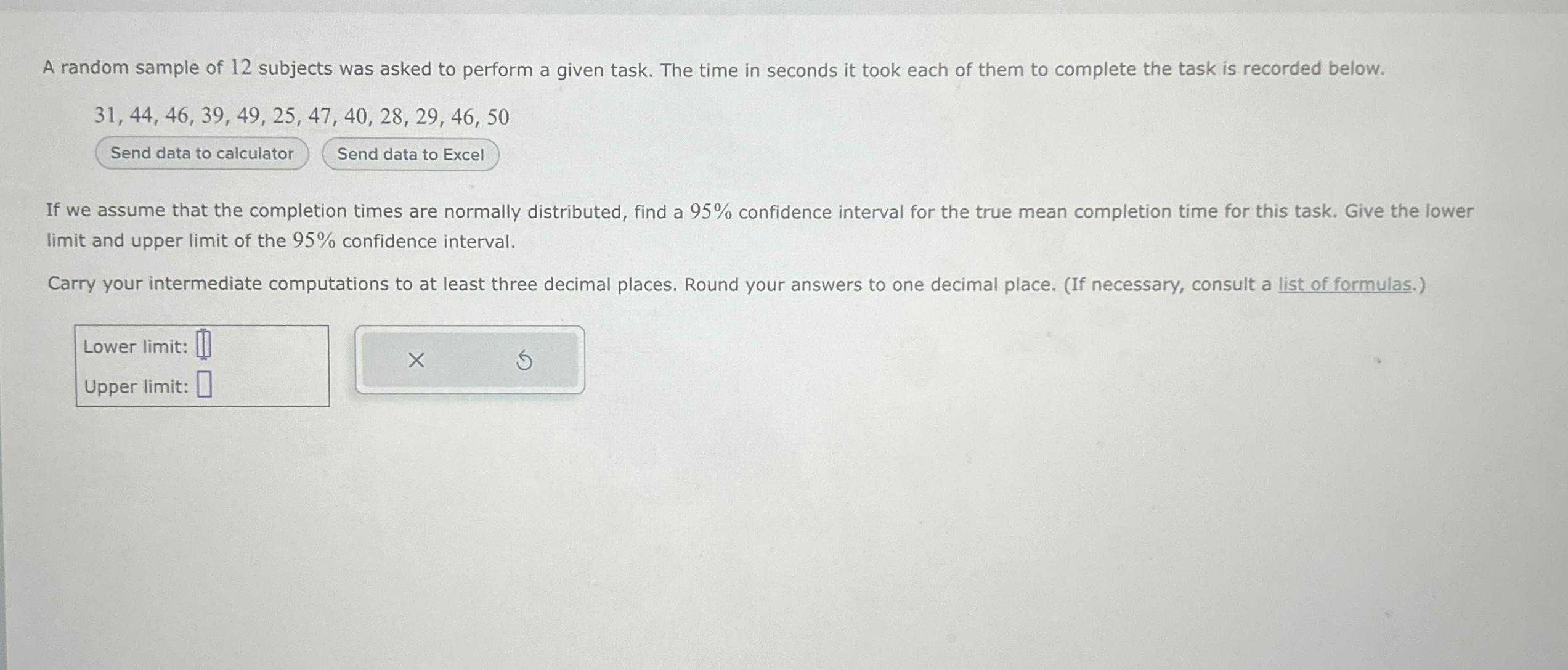 Solved A random sample of 12 ﻿subjects was asked to perform | Chegg.com